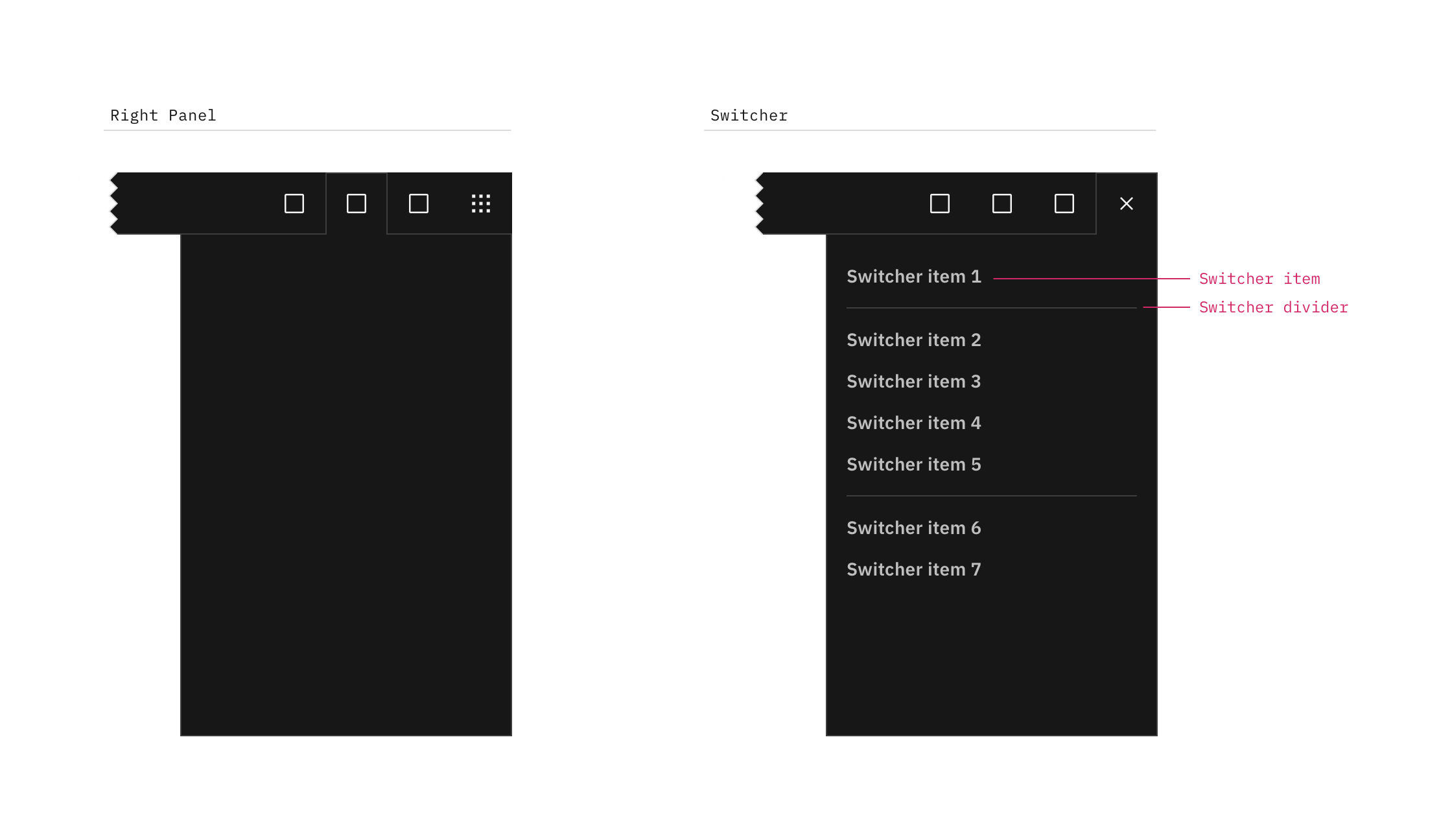 UI shell right panel – Carbon Design System